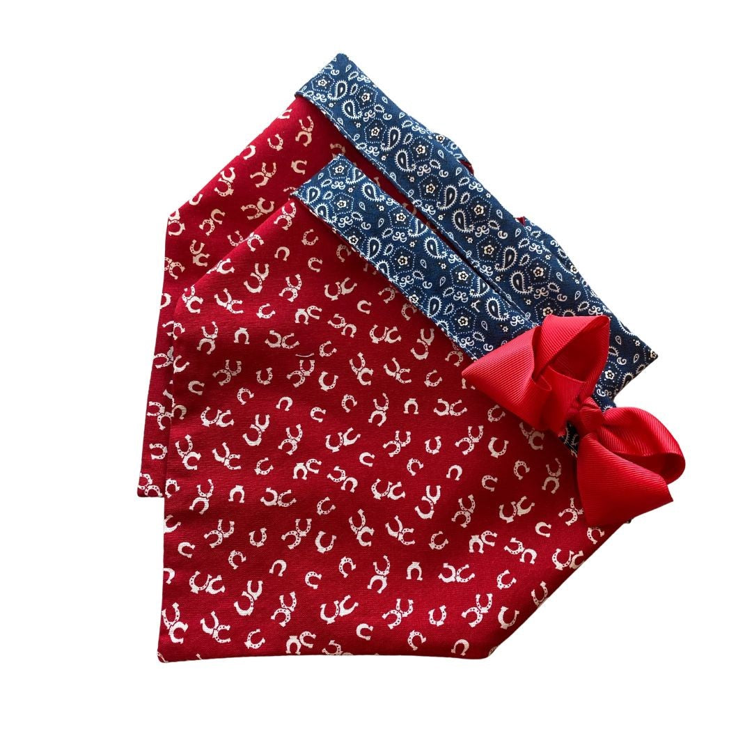 Red Horseshoes & Blue Paisley – Chloe and Max